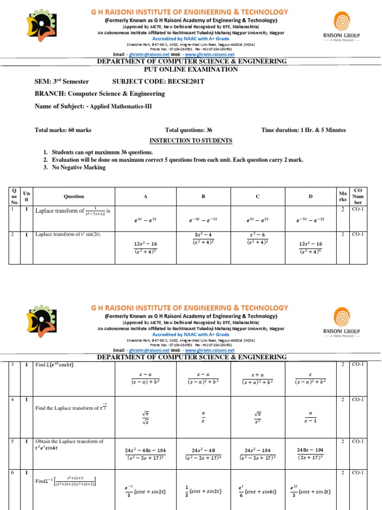 MCQ Cse Put | PDF | Matrix (Mathematics) | Functions And Mappings
