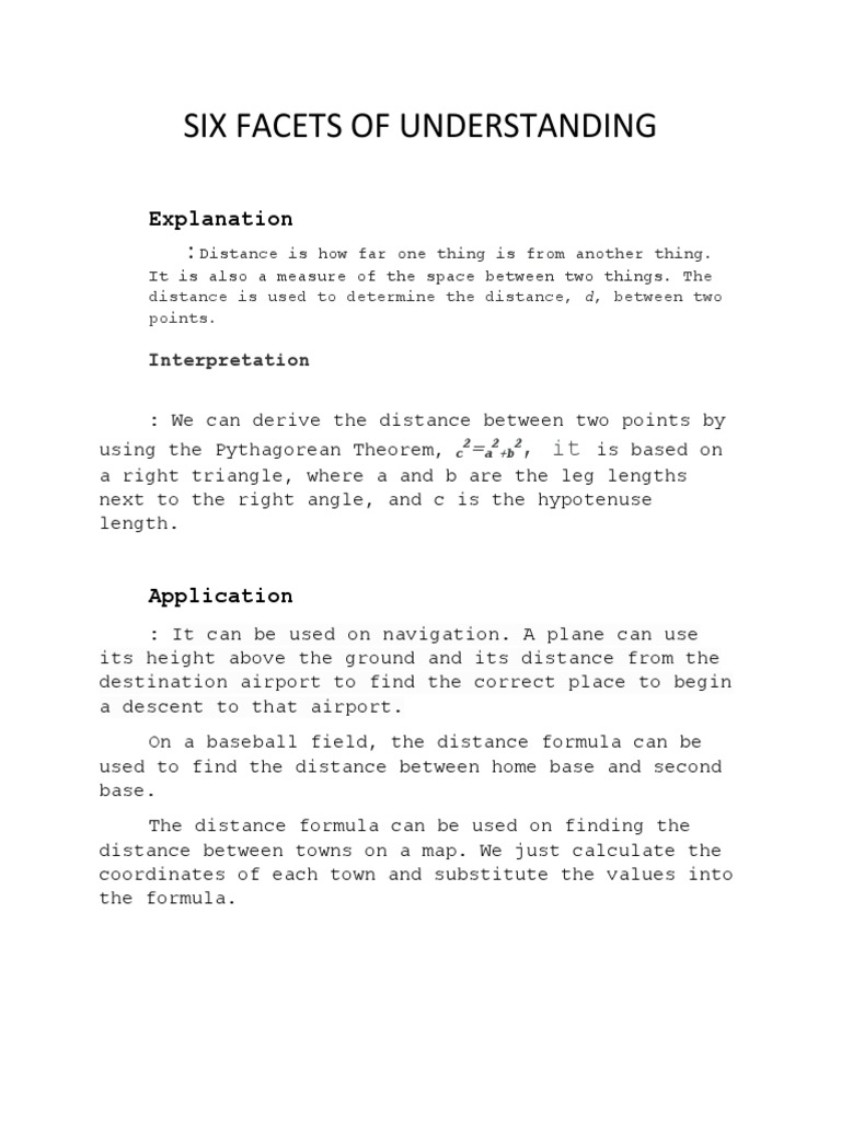 Six Facets of Understanding | PDF | Distance | Theorem