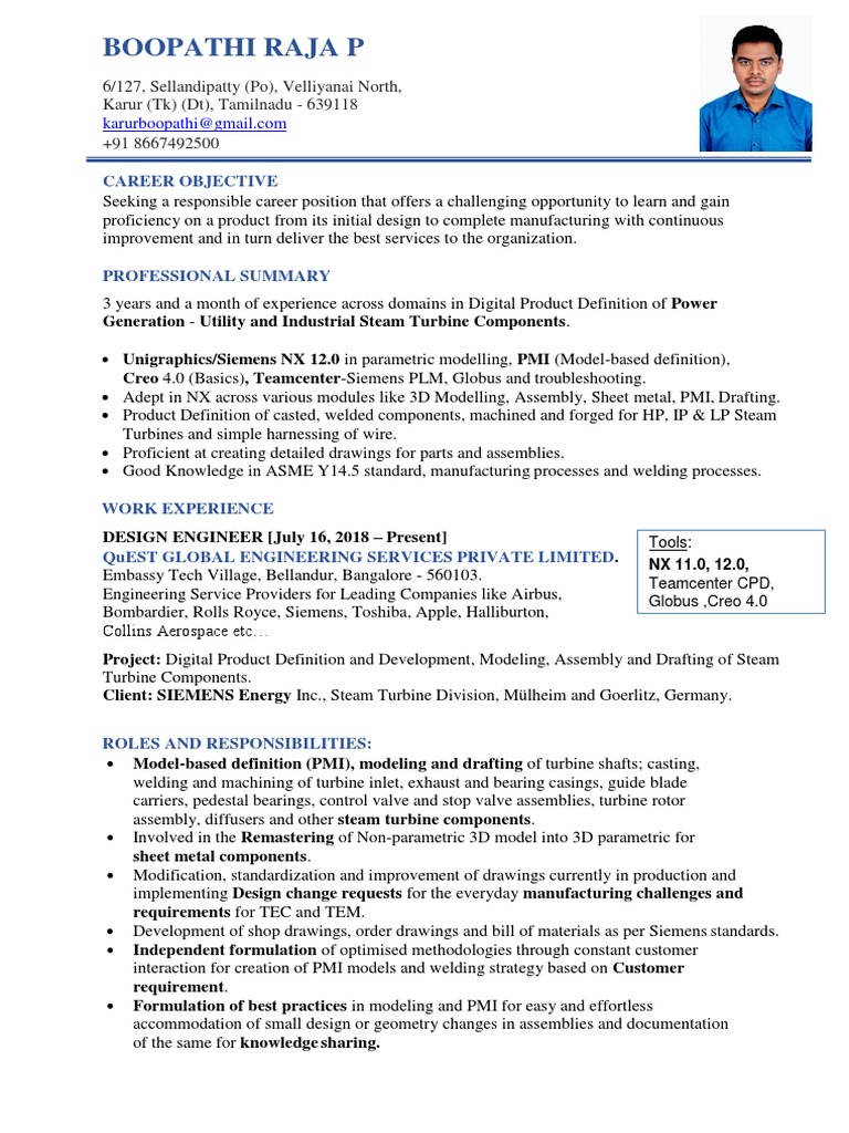 Boopathi Raja P: Career Objective | PDF | Turbine | Engineering