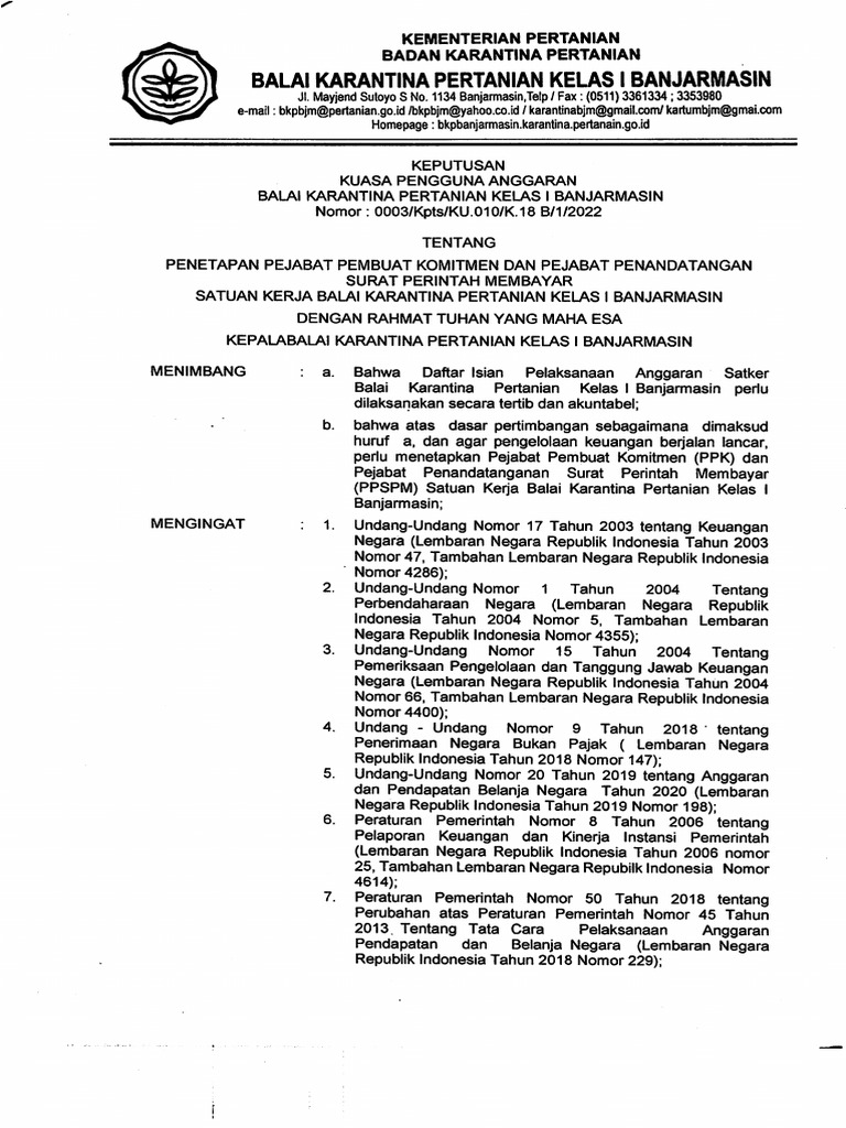 SK PPK Dan Pejabat PPSPM 2022 | PDF