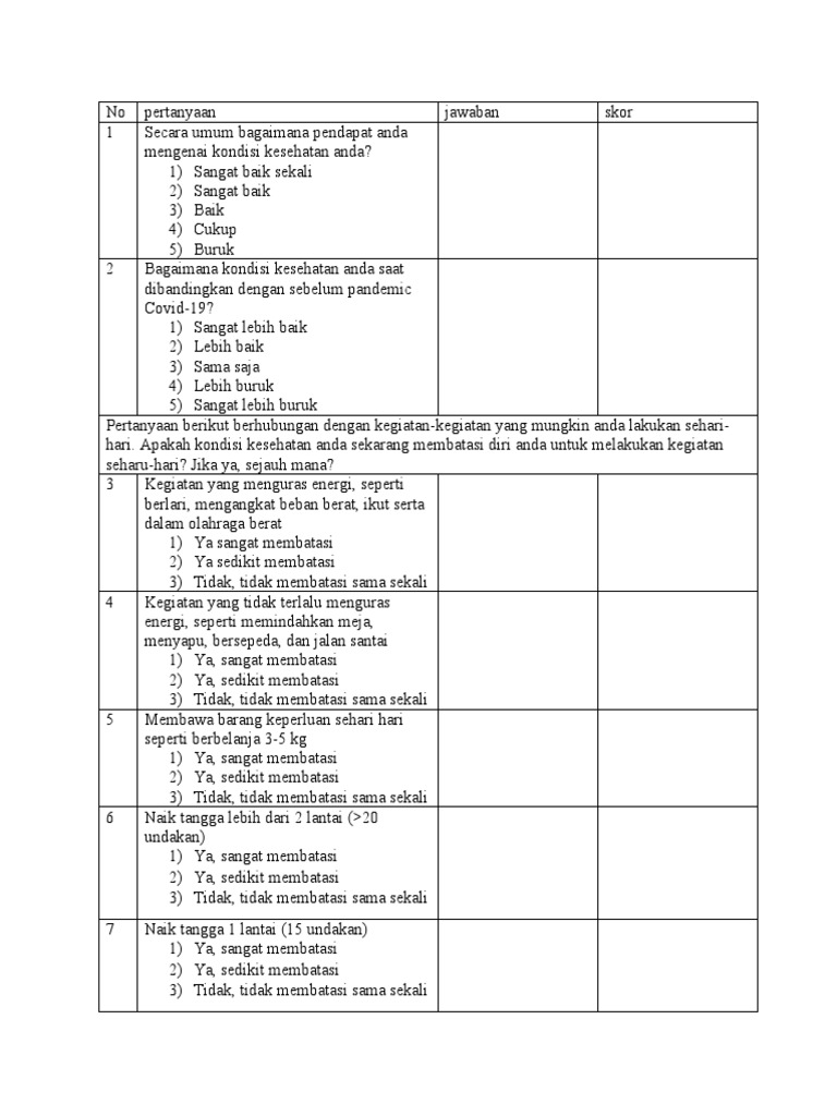 Instrumen Kualitas Kesehatan | PDF