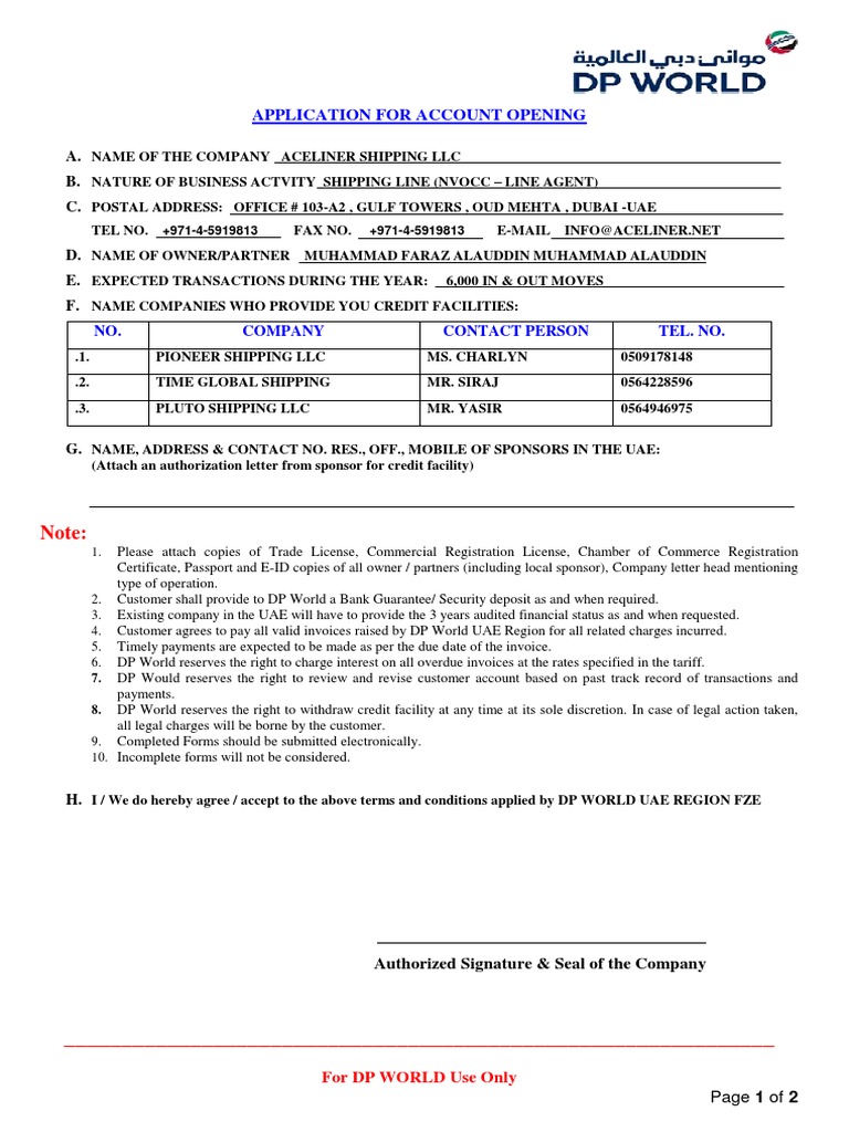 DPW - Application For Account Opening | PDF | Finance & Money ...