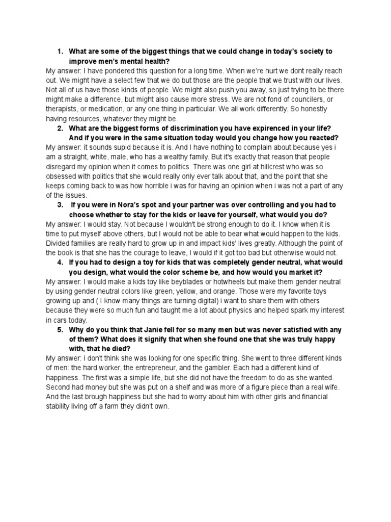 Socratic Seminar Questions | PDF | Toys