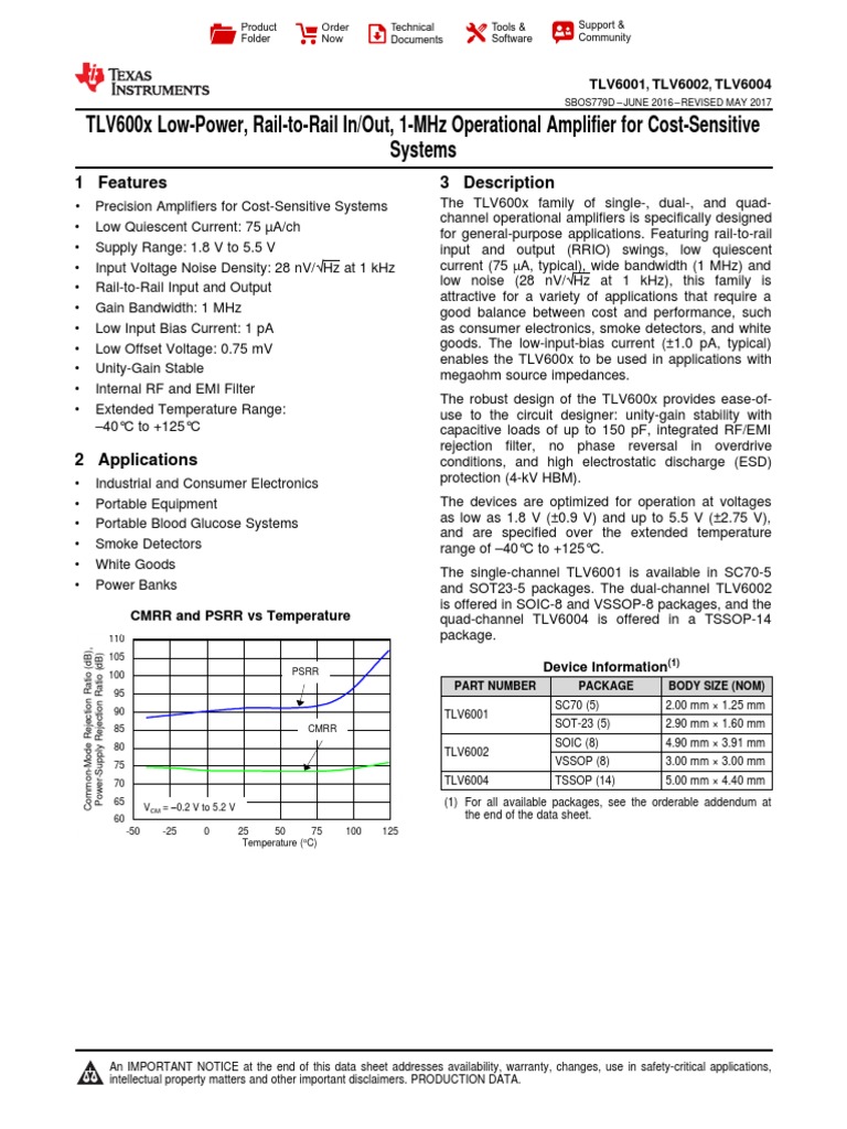 TLV 6001 | PDF | Amplifier | Electronics
