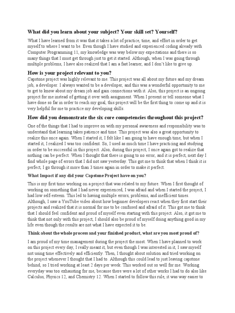 Capstone Reflection | PDF | Learning | Applied Psychology