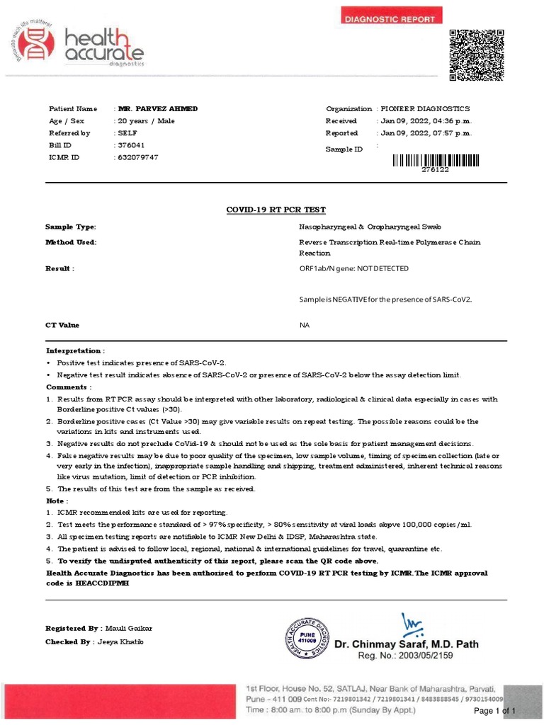 Parvez Ahmed Reports. | PDF | Reverse Transcription Polymerase Chain Reaction | Polymerase Chain ...