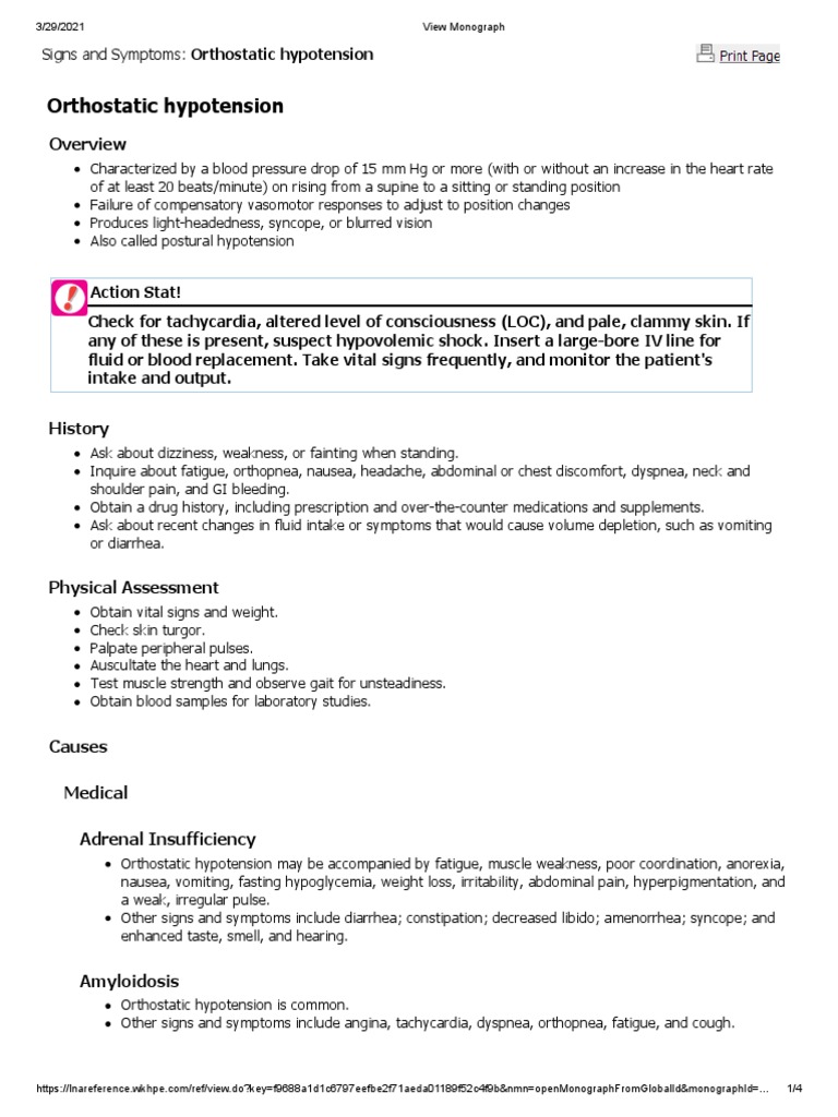 Orthostatic Hypotension | PDF | Symptoms And Signs | Diseases And Disorders