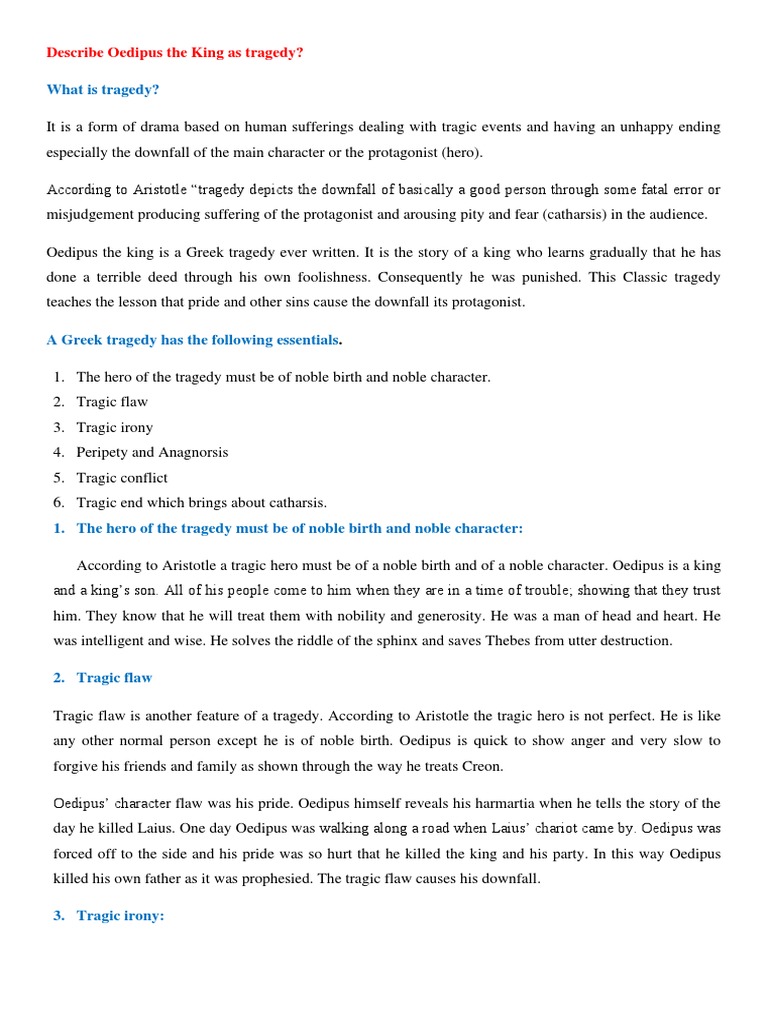Oedipus Rex: A Model of Greek Tragedy | PDF | Tragedy