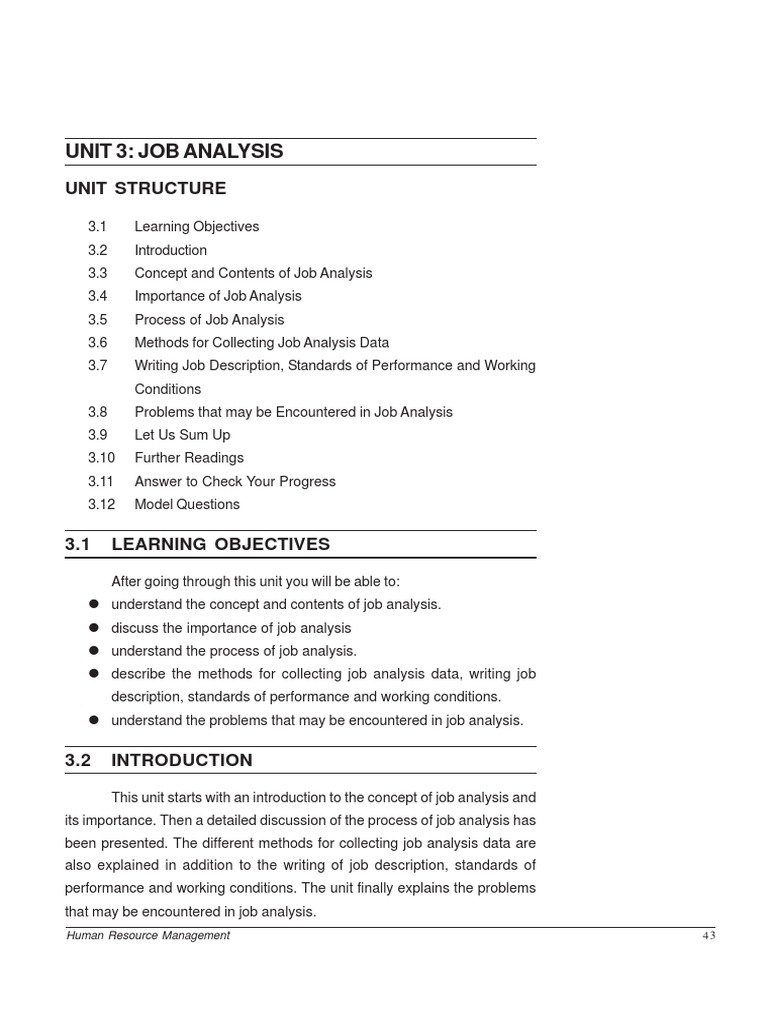 Unit 3 Job Analysis | PDF | Cognitive Science | Employment