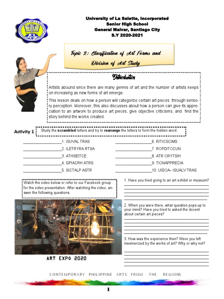 Classification of AArt Forms and Division of Art Study | Download Free ...