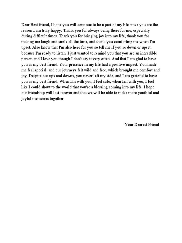 Dear Best Friend | PDF | Cooking, Food & Wine | Poetry