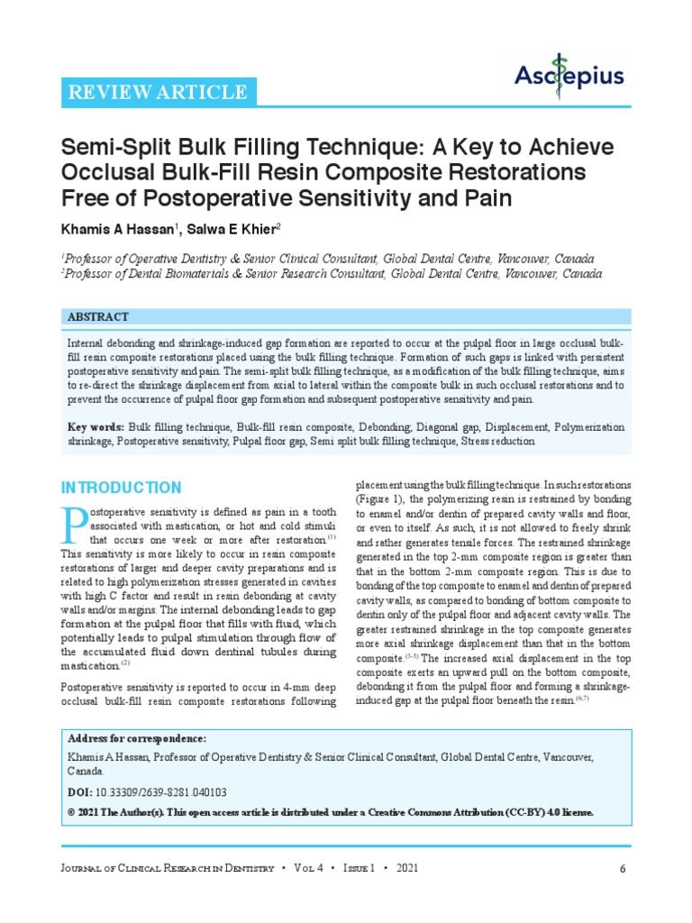 Semi-Split Bulk Filling Technique: A Key To Achieve Occlusal Bulk-Fill ...