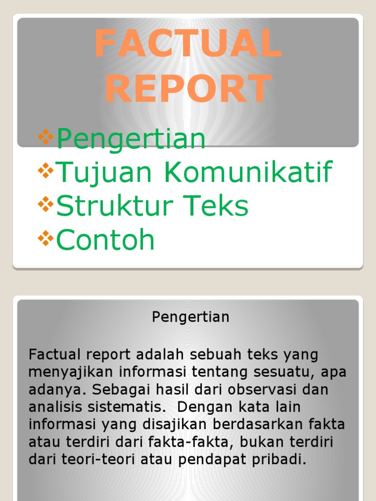Factual Report | PDF | Filsafat | Kajian Bahasa Asing