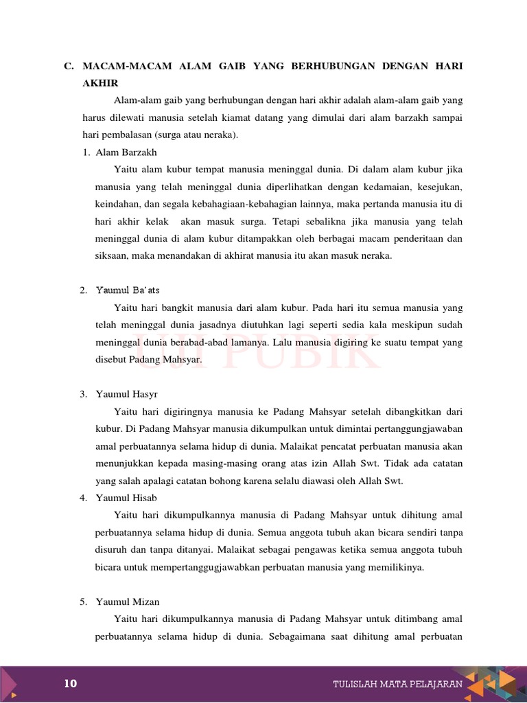 Macam Alam Gaib Hari Akhir | PDF