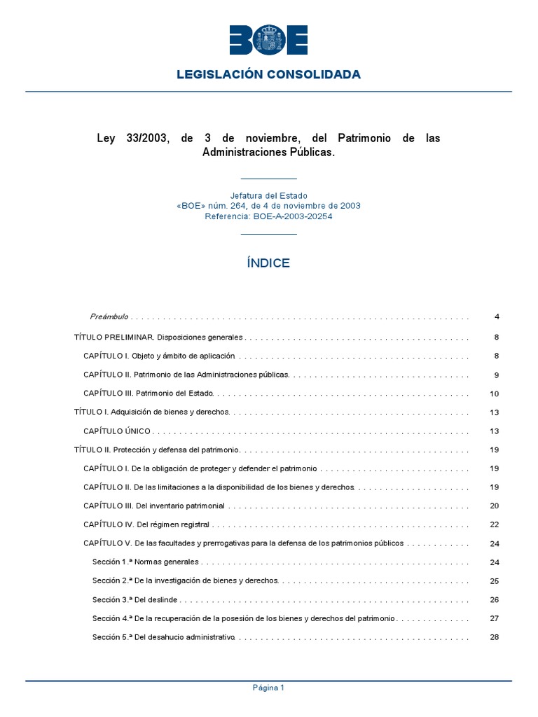 Ley 33 - 2003 | PDF