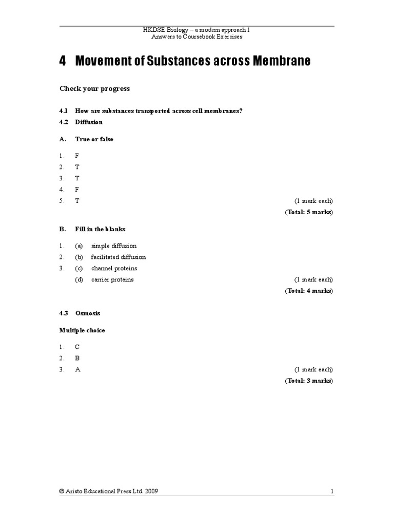 CB - Ans04e - Movement of Substances Across Membrane | PDF | Osmosis ...