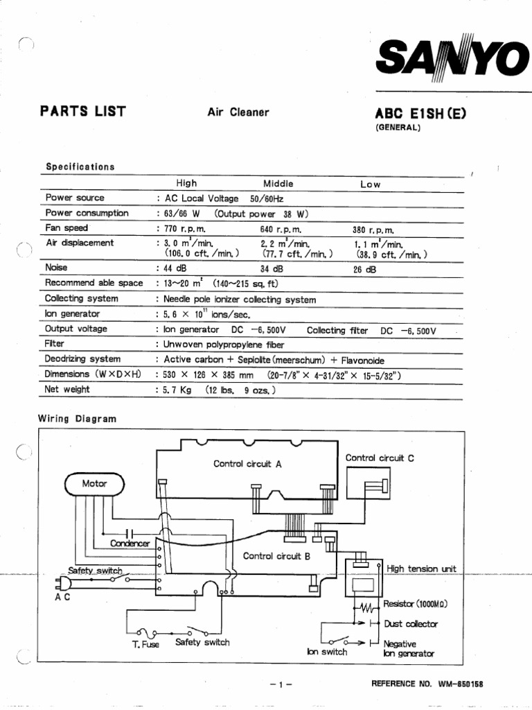 Sanyo Abc-E1sh Aircleaner | PDF