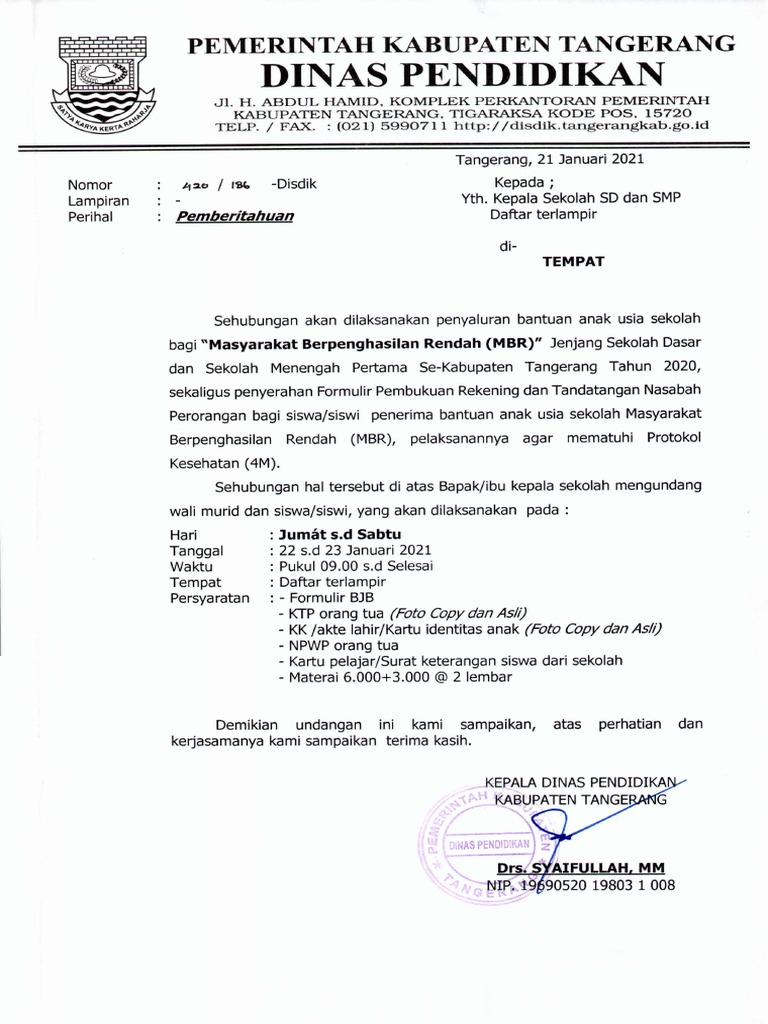 Undangan MBR Penukaran Buku Rek | PDF