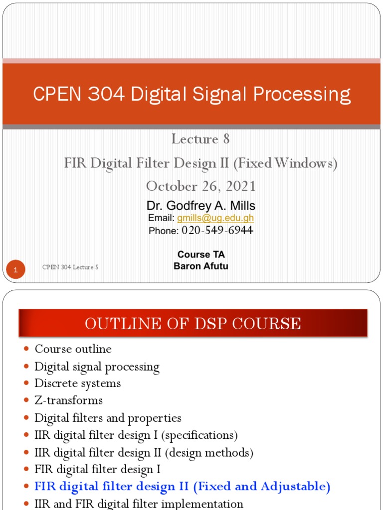 CPEN 304 L08 - 1 - FIR Filter Design 2 | PDF | Digital Signal ...