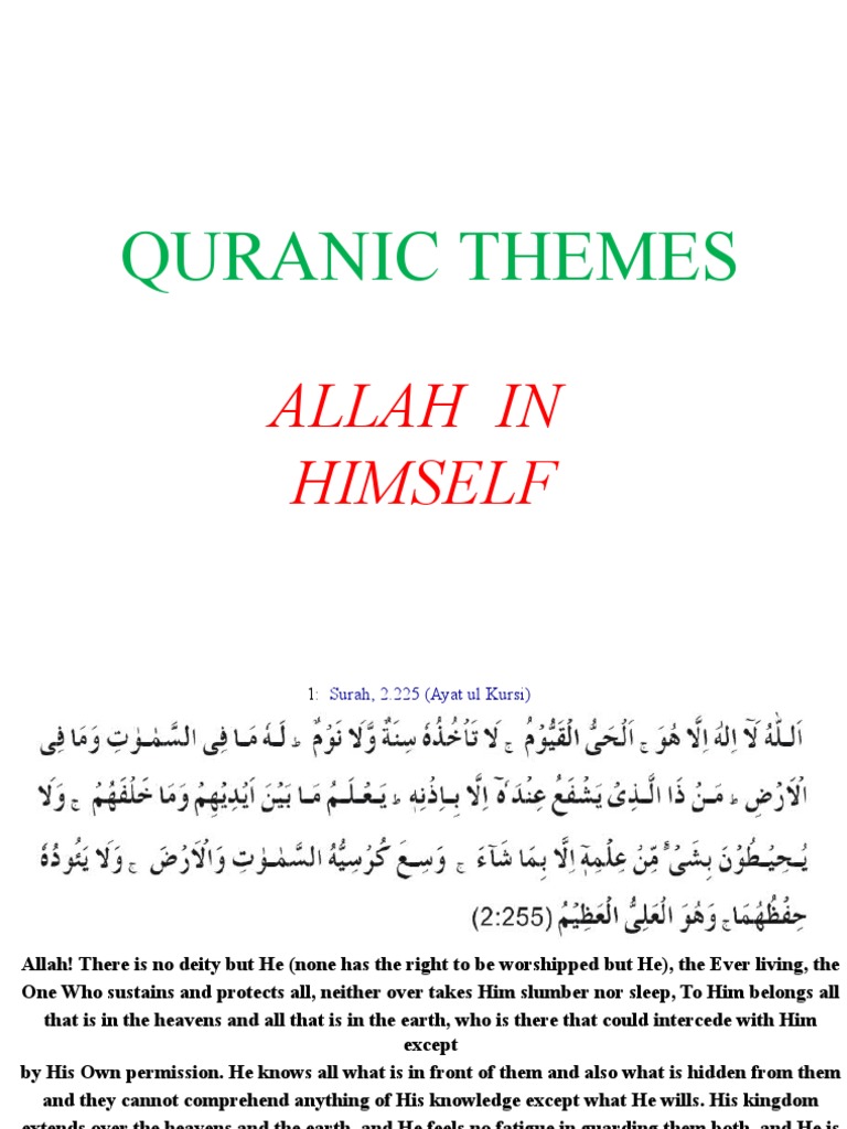 Quranic Themes: Allah in Himself | PDF | Tawhid | God In Islam