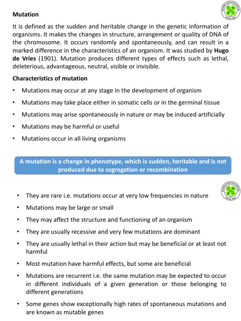 Mutation | PDF | Ploidy | Mutation