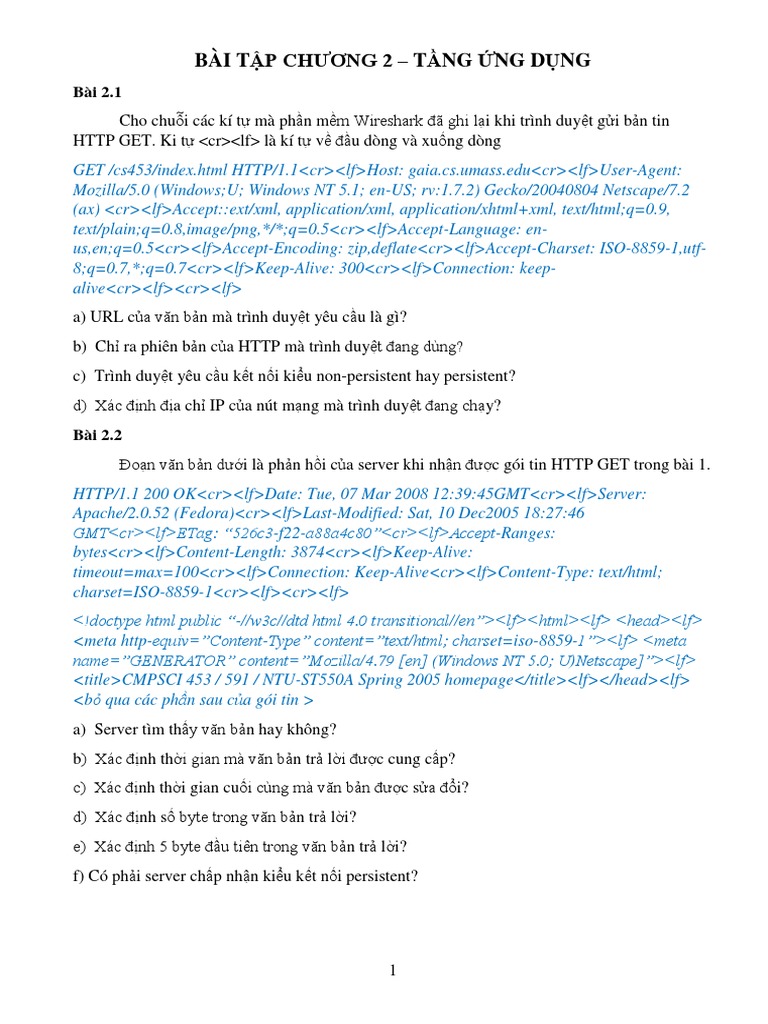 MMT-BT Chương 2-SV | PDF