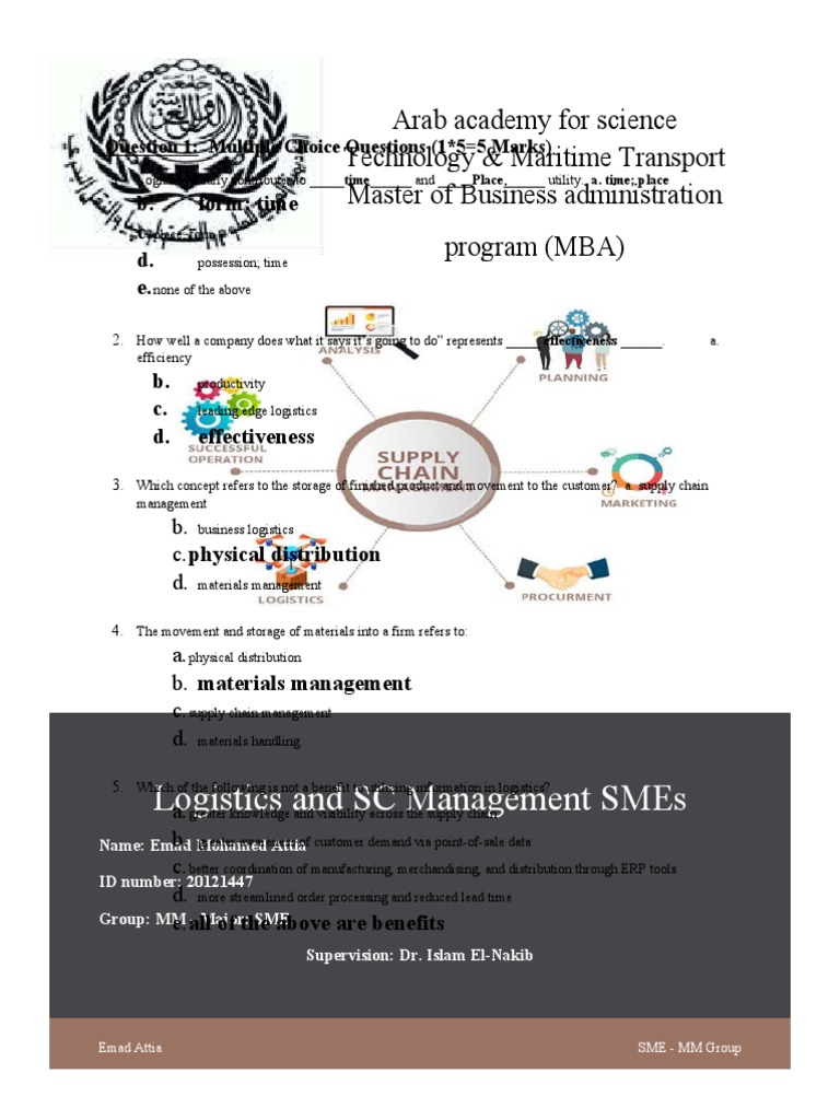Logistics & Supply Chain Exam Guide | PDF | Logistics | Supply Chain ...