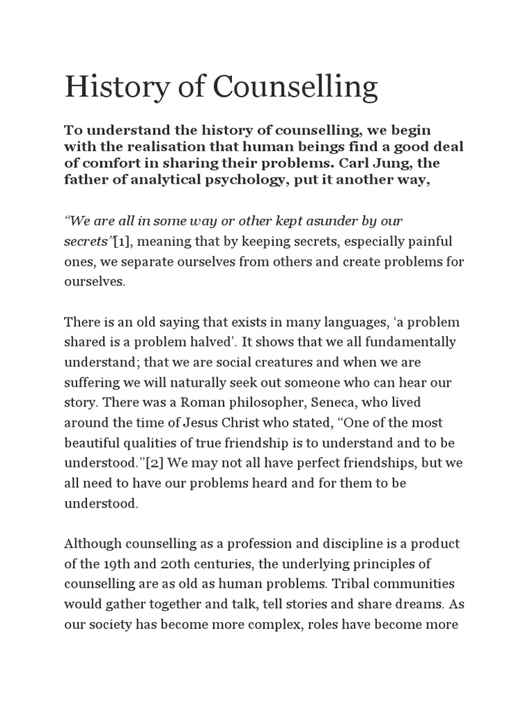 Unit1 - History of Counselling | PDF | Psychotherapy | Unconscious Mind
