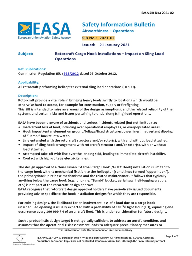 Easa Sib 2021-02 1 | PDF | Risk | Safety