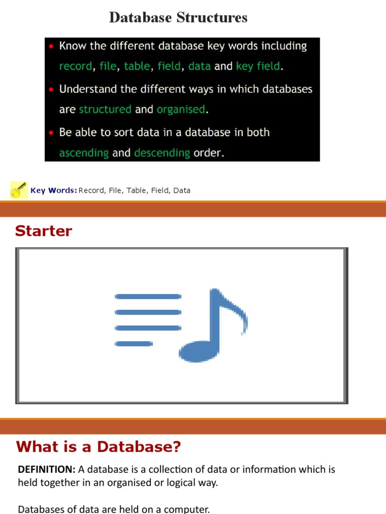 IGCSE ICT - DataBase Structures | PDF