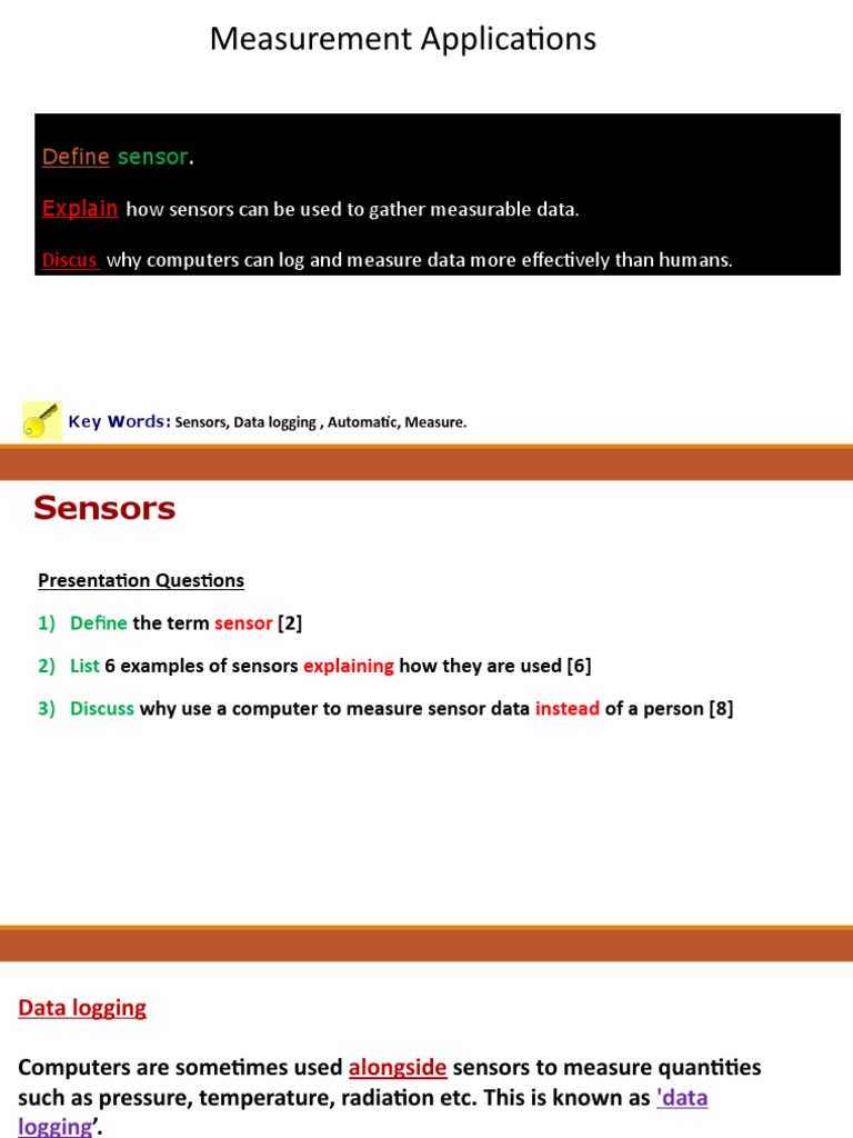 IGCSE ICT - Measurement-Applications | PDF | Sensor | Data