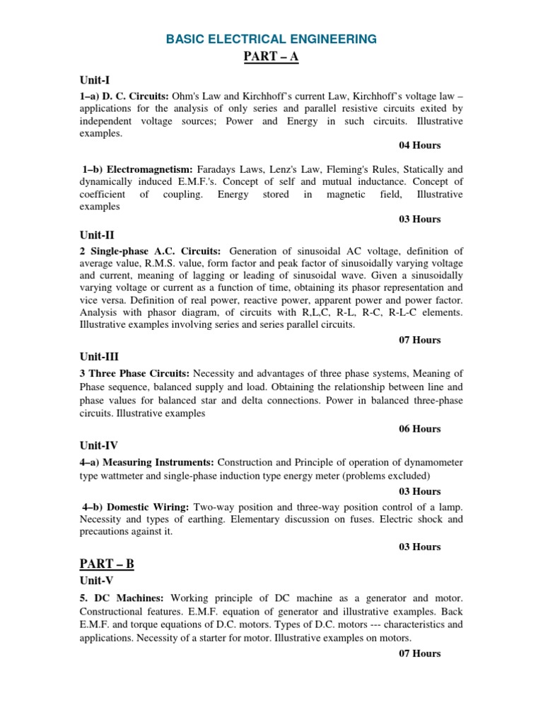 Basic Electrical Engineering | PDF | Electric Motor | Ac Power
