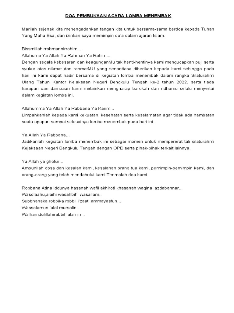 Doa Lomba Menembak | PDF | Karier & Perkembangan | Agama & Spiritualitas