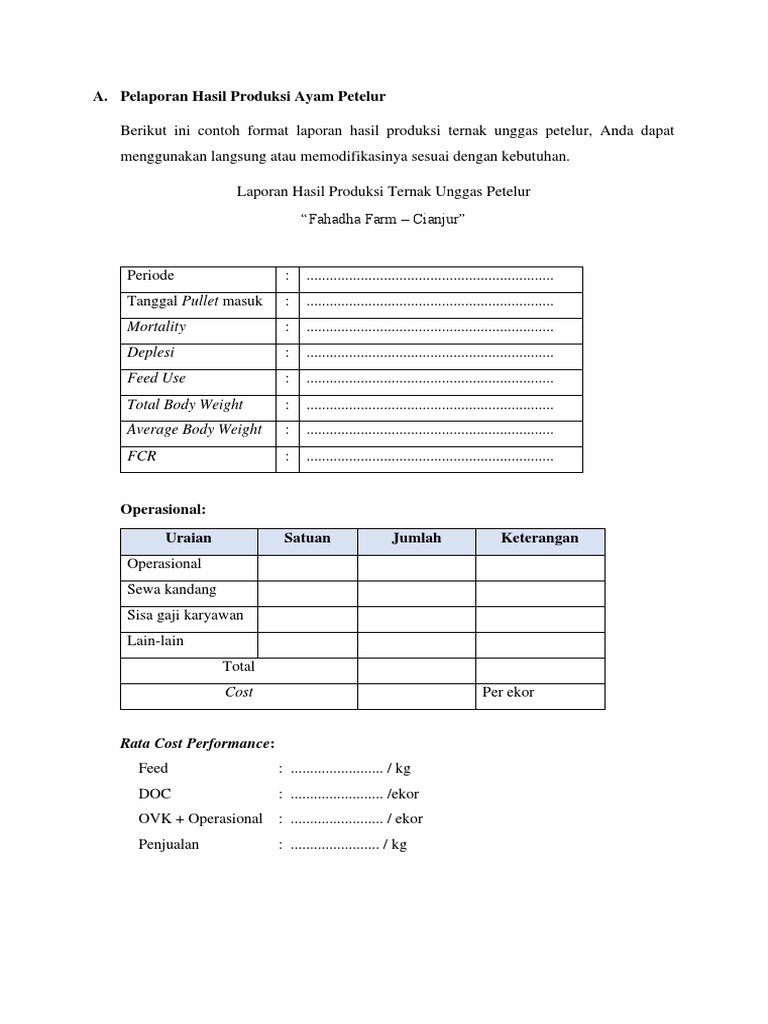 Bahan Bacaan 3 Pelaporan Hasil Produksi Ayam Petelur | PDF