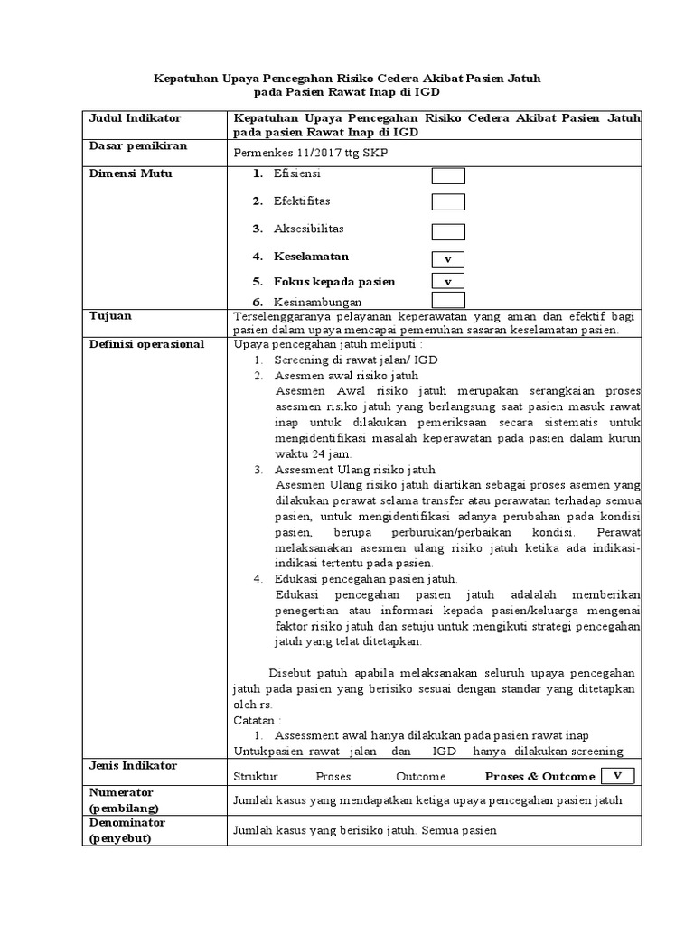 Kepatuhan Upaya Pencegahan Risiko Cedera Akibat Pasien Jatuh | PDF