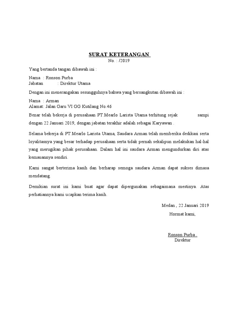 Contoh Surat Paklaring | PDF