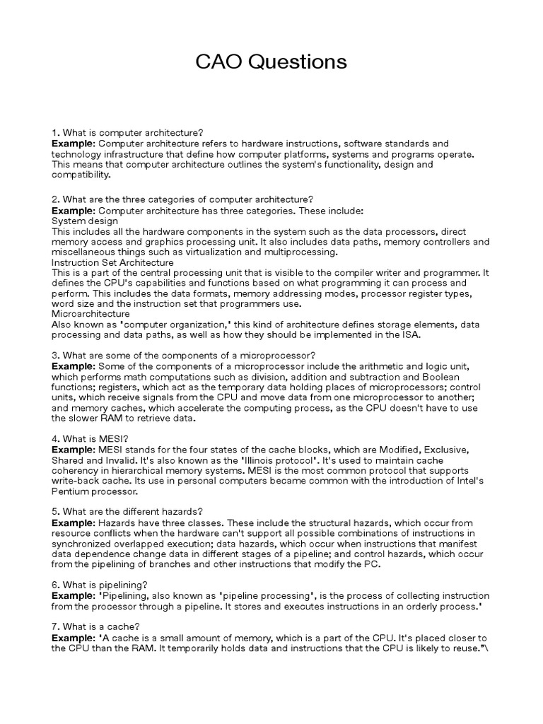 CAO Questions | PDF