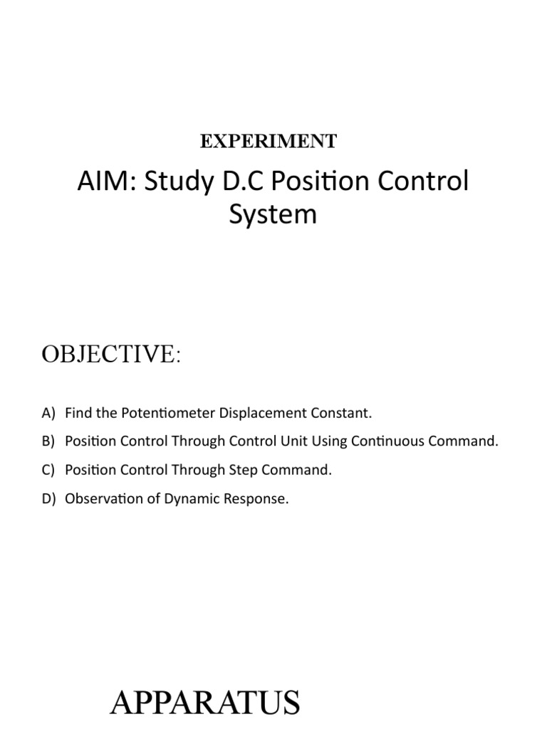 Experiment: AIM: Study D.C Position Control System | PDF ...