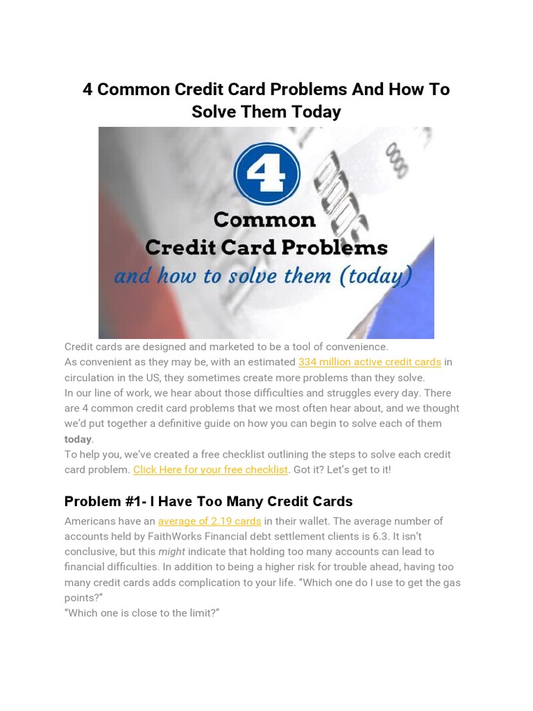4 Problem of Credit Card Debt and How To Solve Them Today | PDF ...
