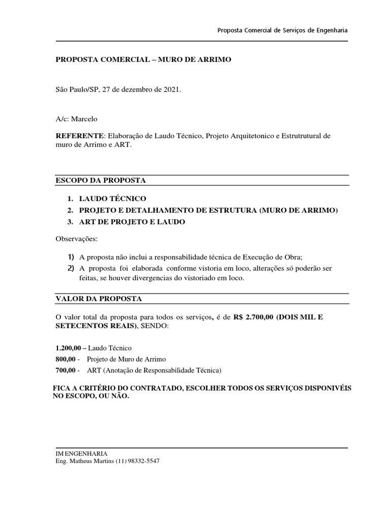 Proposta Comercial | PDF | Economias