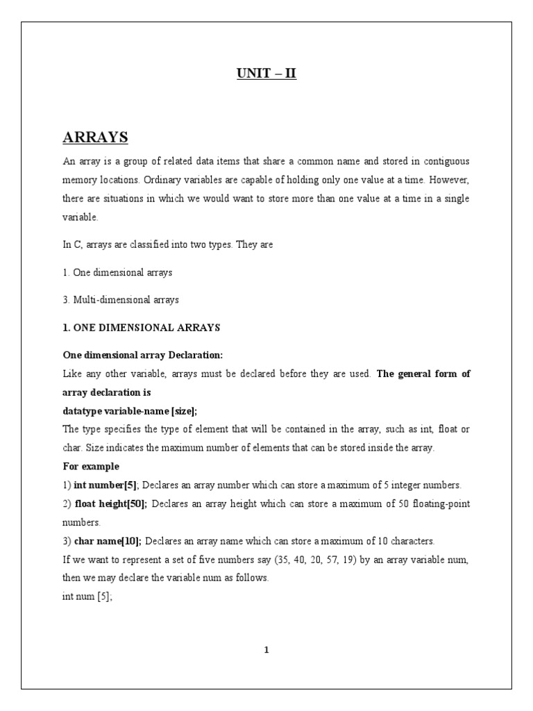 Arrays: Unit - Ii | Download Free PDF | Array Data Structure | Data Type