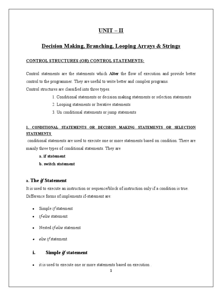 A Comprehensive Guide to Control Structures in C Programming - Conditionals, Loops, Arrays and ...