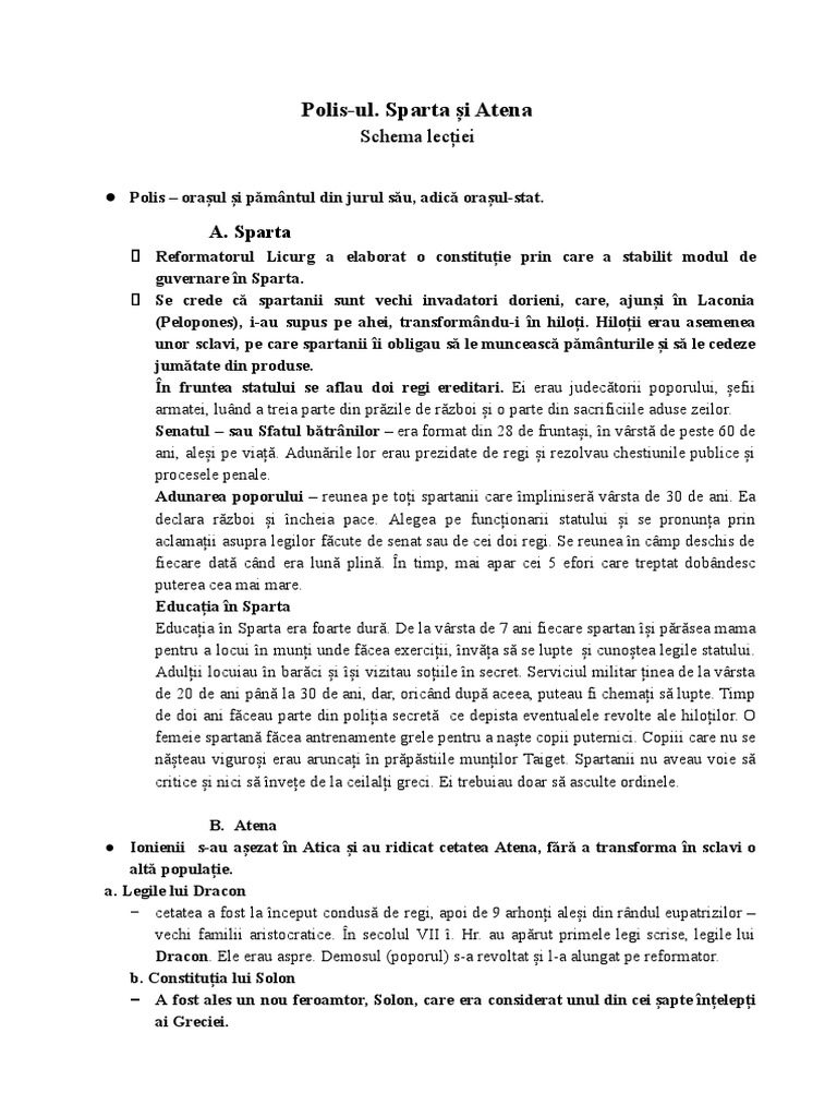 Polisul. Sparta Si Atena 24 Decembrie 2020 | PDF