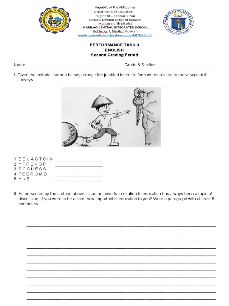Performance Task 3 English Second Grading Period | PDF | Teaching ...