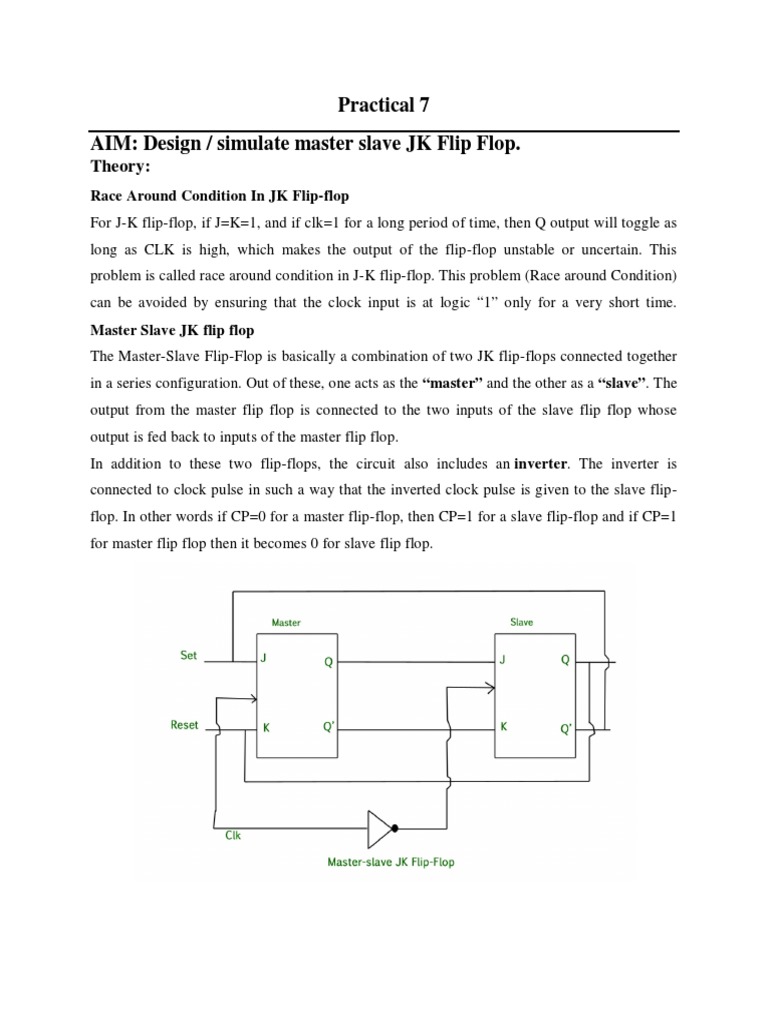 Practical 7 AIM: Design / Simulate Master Slave JK Flip Flop | PDF ...