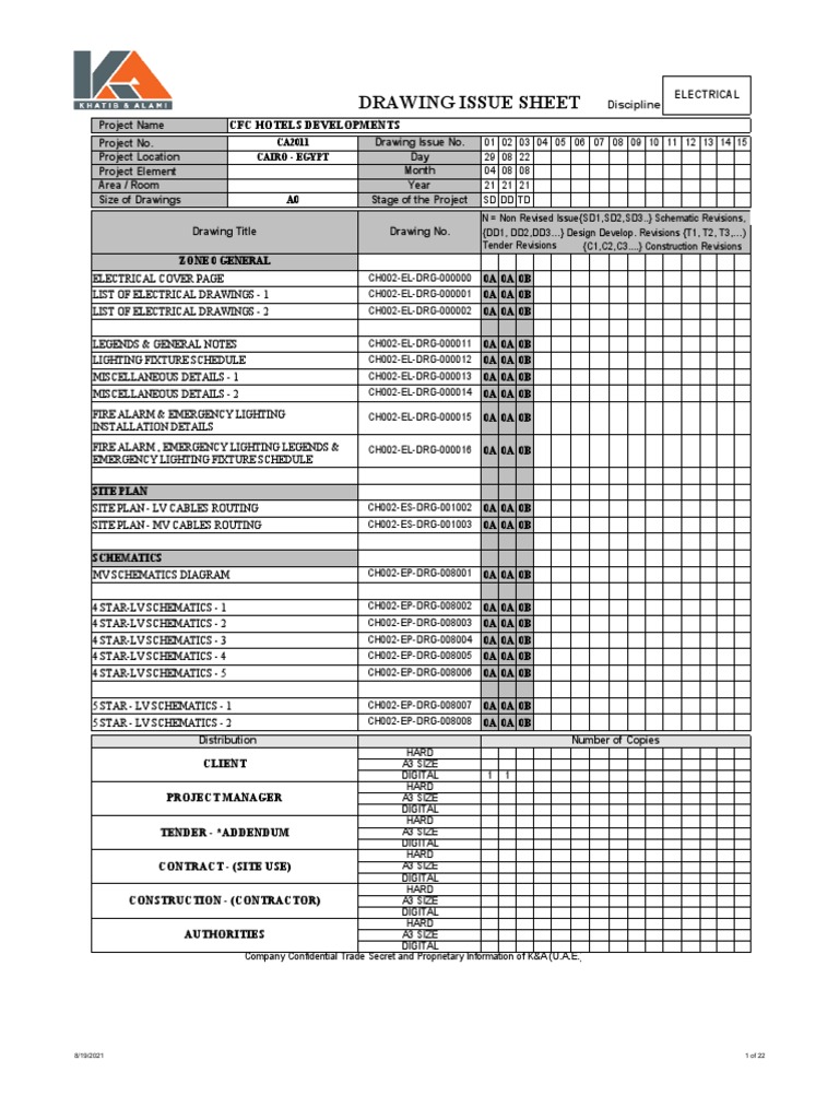 Drawing Issue Sheet: Discipline CFC Hotels Developments | PDF | Design ...