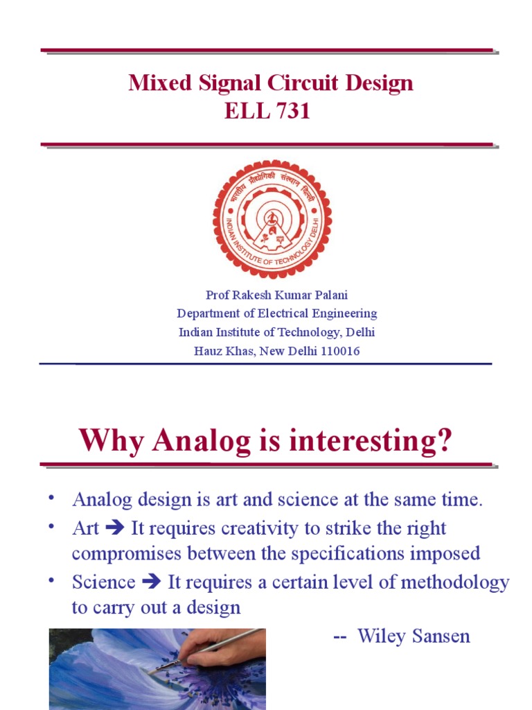 Mixed Signal Circuit Design Ell 731 Pdf Analogue Electronics