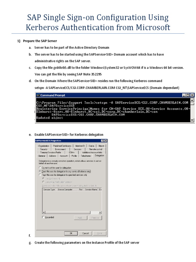 SAP Single Sign On Using Kerberos | PDF | Finance & Money Management