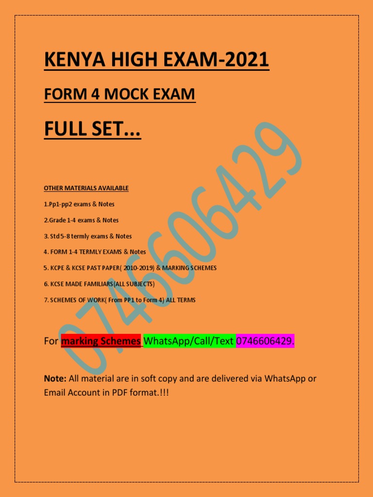 Kenya High Form Exam-2021 | PDF