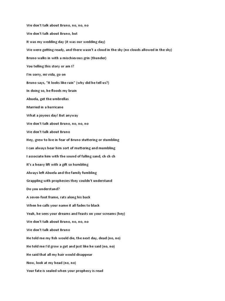 We Dont Talk About Bruno | PDF